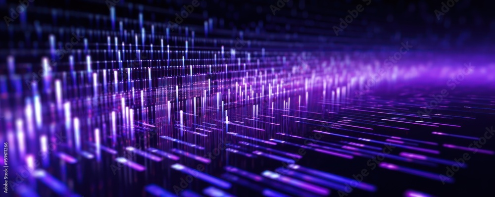Violet Binary Code On Dark Creating An Atmosphere Of Data Technology