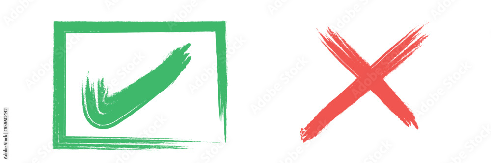 Yes and No tick and Cross sign elements of vote election choose on ...
