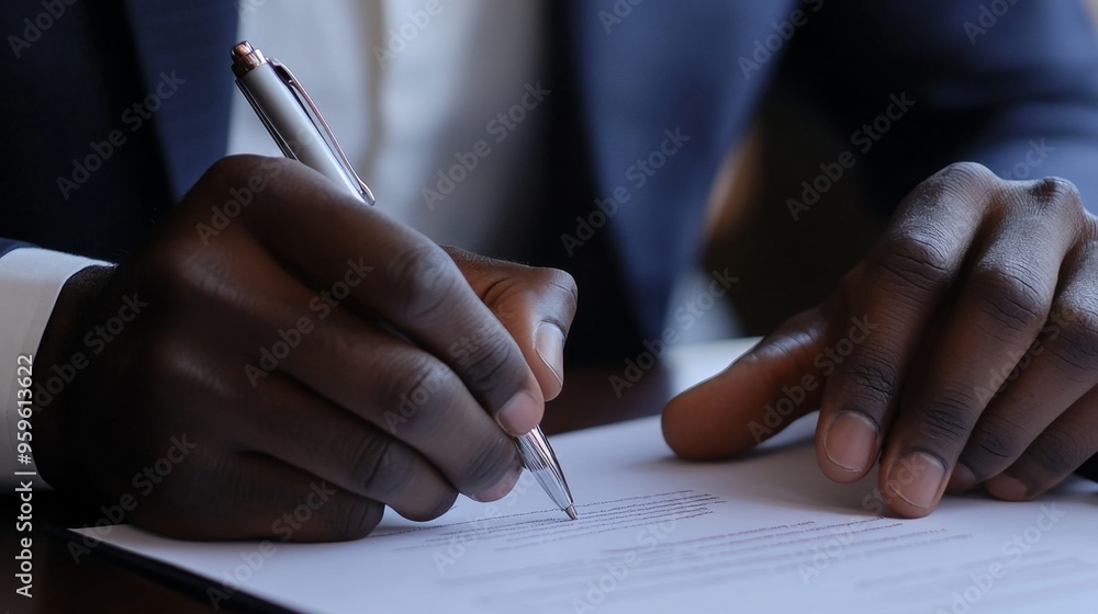 Inclusive Business Success: African American Client Signing Contract ...