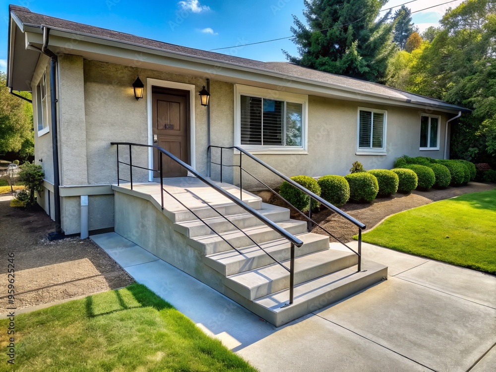 a photo image of a sturdy concrete ramp with a gentle slope and ...