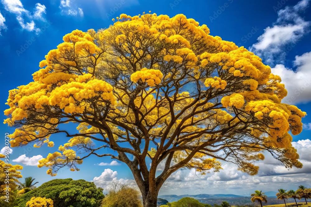 The national tree of Venezuela, the araguaney, proudly displays its ...