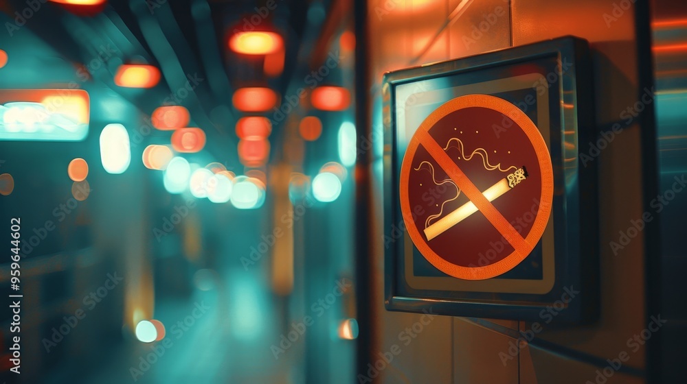 No smoking sign promoting health and safety in smoke free zones for a ...