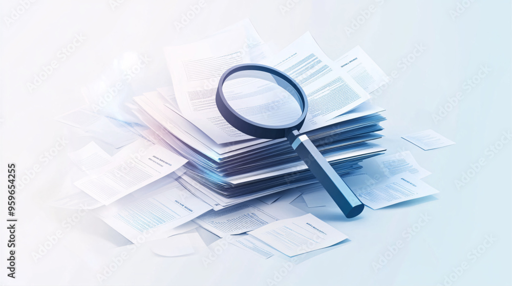 Vector-style loading screen of stack of digital documents with ...