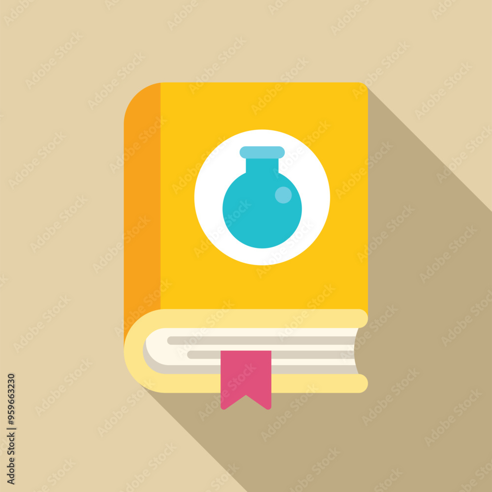 Yellow chemistry book with an erlenmeyer flask icon on the cover ... Yellow chemistry book with an erlenmeyer flask icon on the cover ...