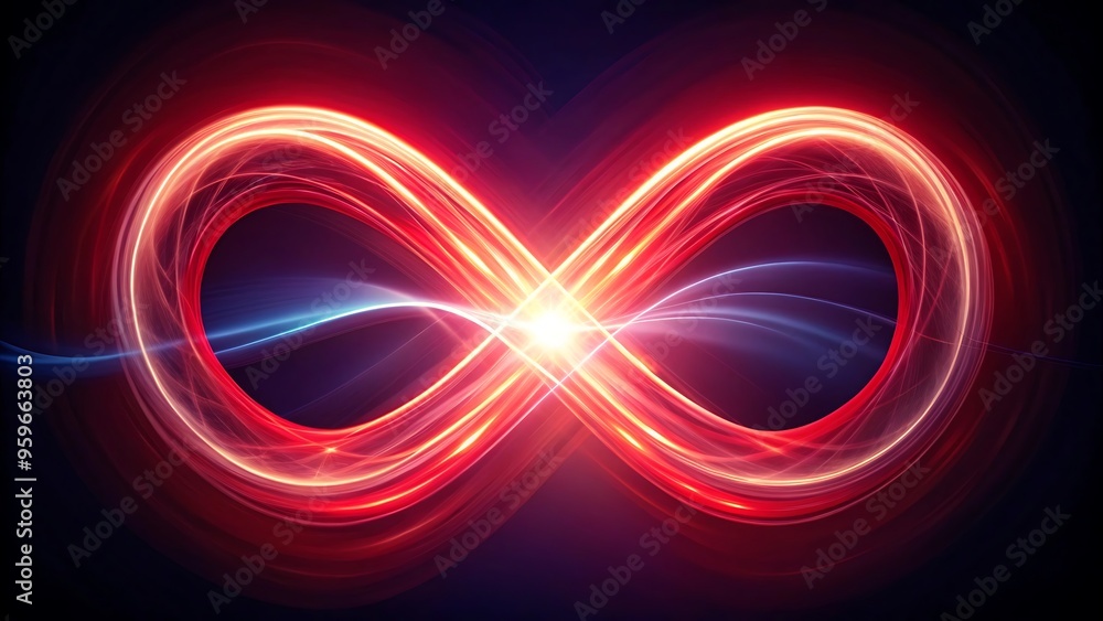 A digital rendering of an infinity symbol composed of vibrant, glowing ...