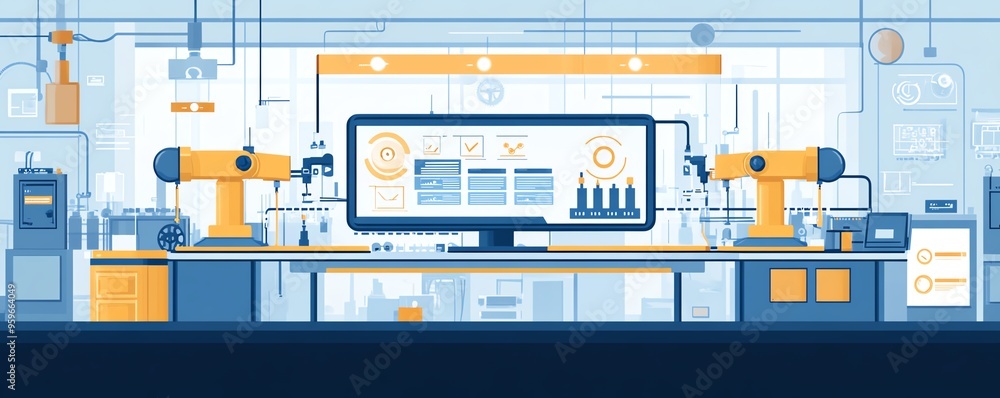 Concept of automation in industrial processes, showcasing workflow ...