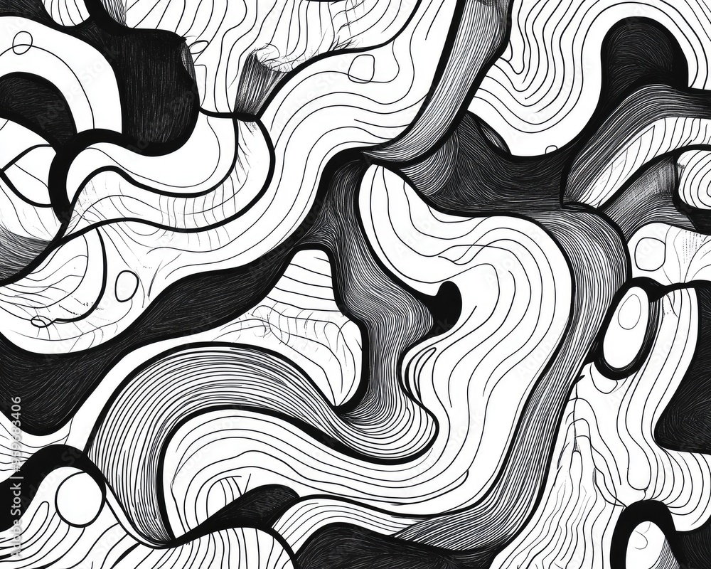 Abstract line art illustration featuring random squiggly and curvy ...