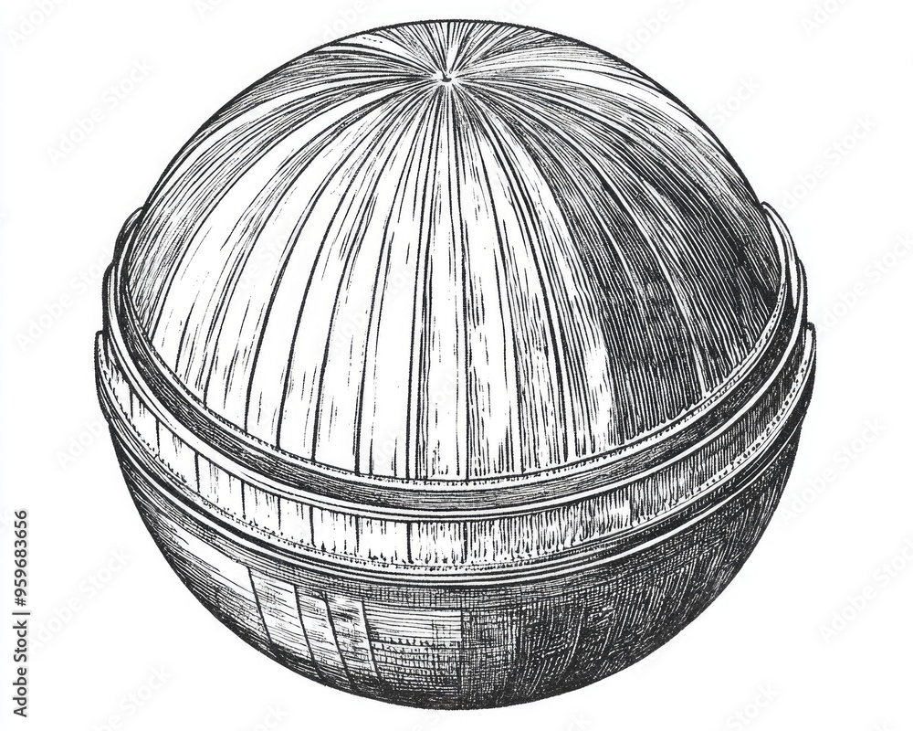 Line art illustration of a spherical cap segment representing the solid ...