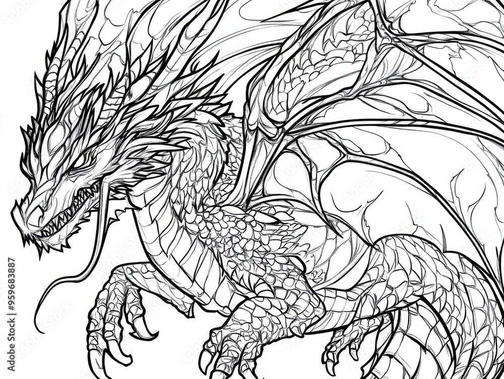 Dragon coloring page designed for relaxation and stress relief An ...
