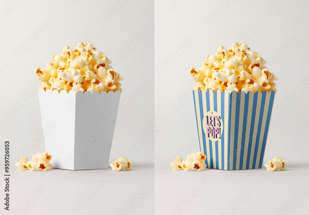 Food Product Packaging Popcorn Box Mockup With Generative AI Stock ...