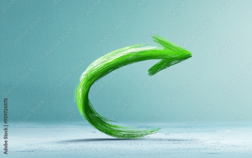 Bold freen arrow with a hand-drawn aesthetic, curved upward and right ...