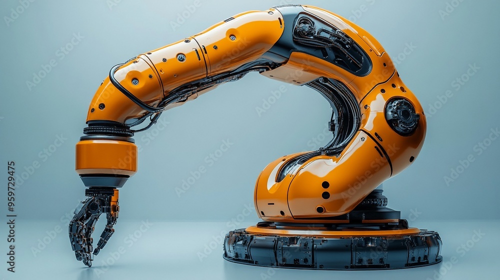 Orange Robotic Arm: A futuristic, orange robotic arm with a sleek ...