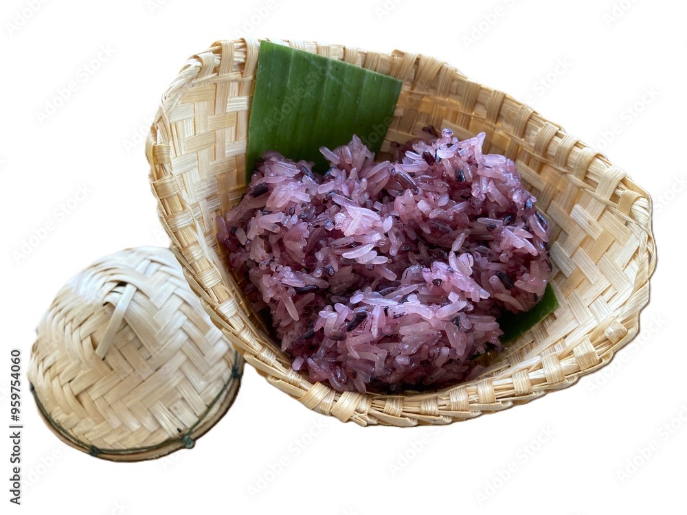 Steamed black glutinous rice to eat with papaya salad (Som Tam ...