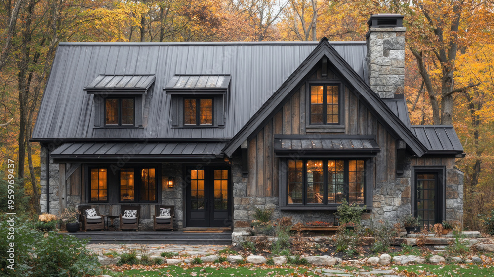 Black metal roof farmhouse, merging rustic farmhouse architecture with ...