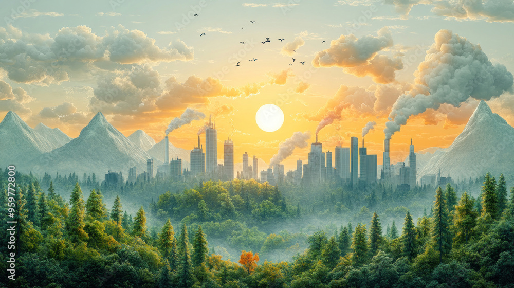 Carbon footprint environmental impact, illustrating the concept of a ...