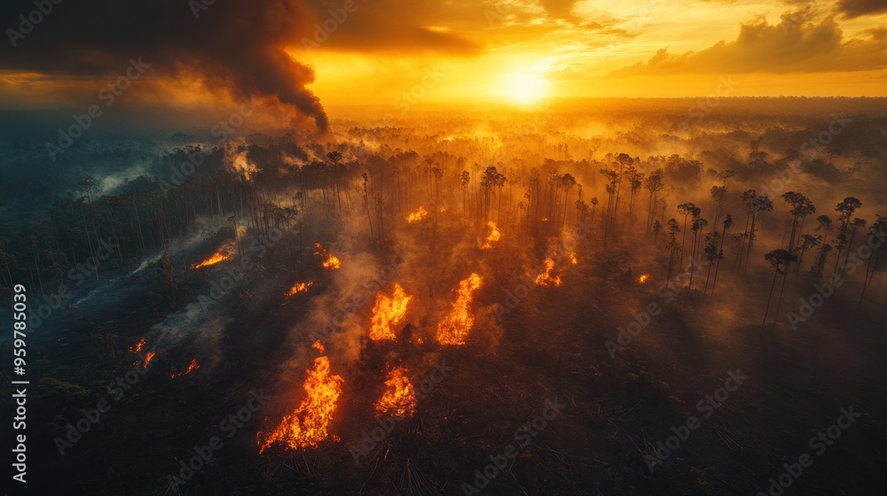 Global warming deforestation, showing the devastating effects of ...