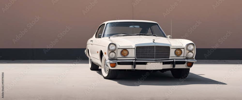 Transport of vintage car facing the camera, minimalist, deadpan, banal ...