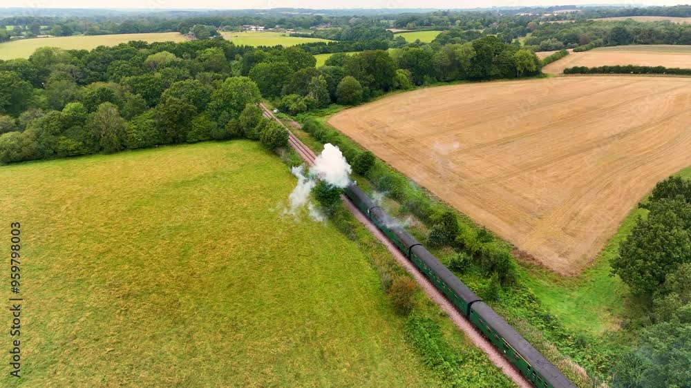 A breathtaking steam train from a bygone era races through the vibrant ...