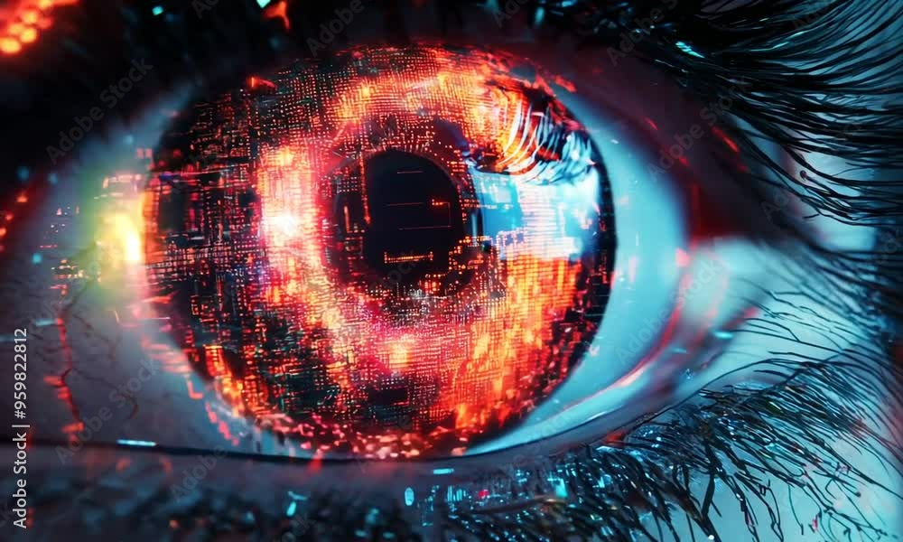 Digital Eye - A close-up image of an eye with a digital circuit board ...