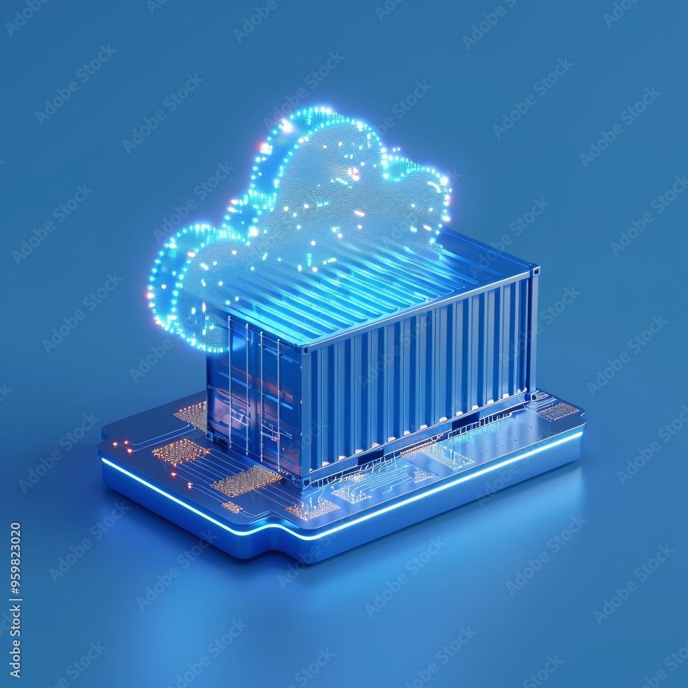 Digital representation of cloud computing infrastructure with a 3D ...
