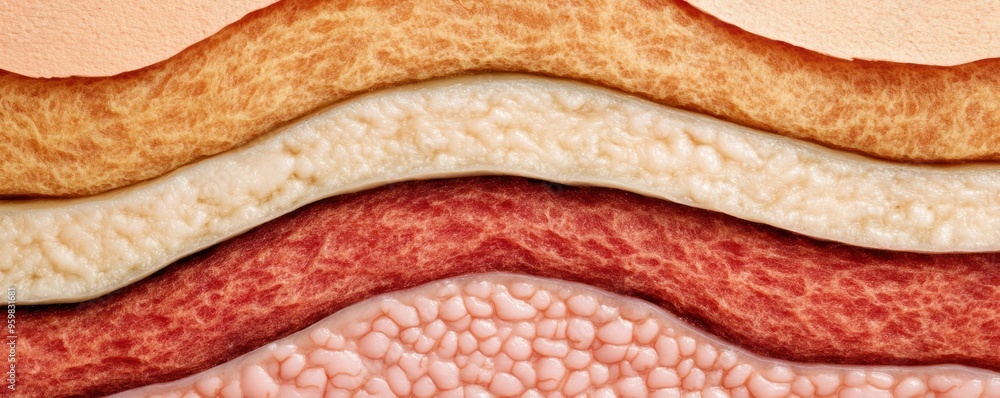 Cross-sectional illustration of human skin layers, showing epidermis ...