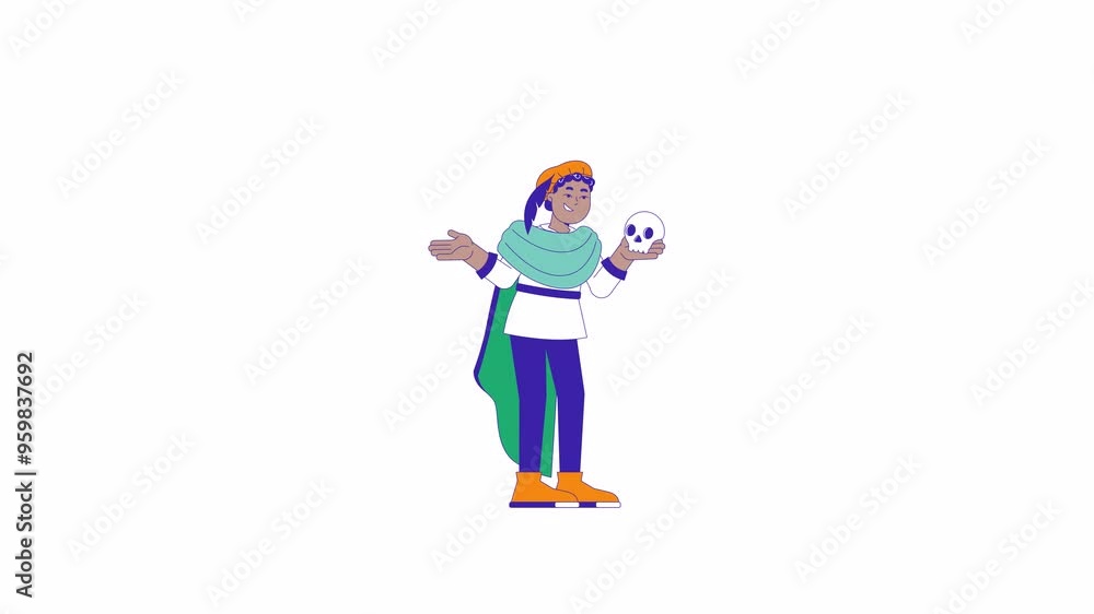 African american theatre kid declamation 2D character animation. Young ...