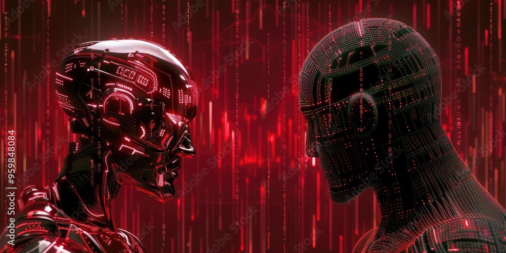 A visual representation of a digital battle between an AI entity and a ...