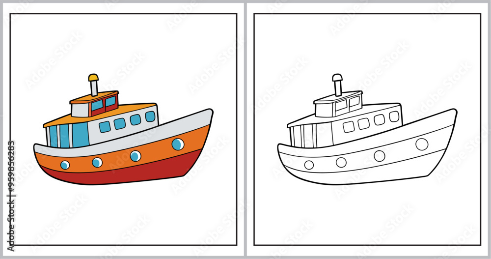 Simple kids coloring page featuring a fun boat design, perfect for ...
