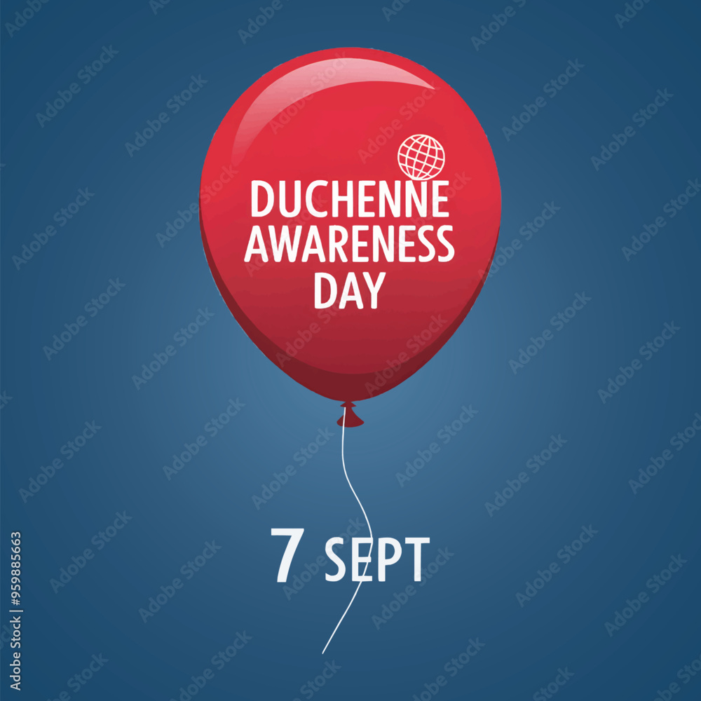 Simple Duchenne Awareness Day vector with a red balloon and "7 Sept ...