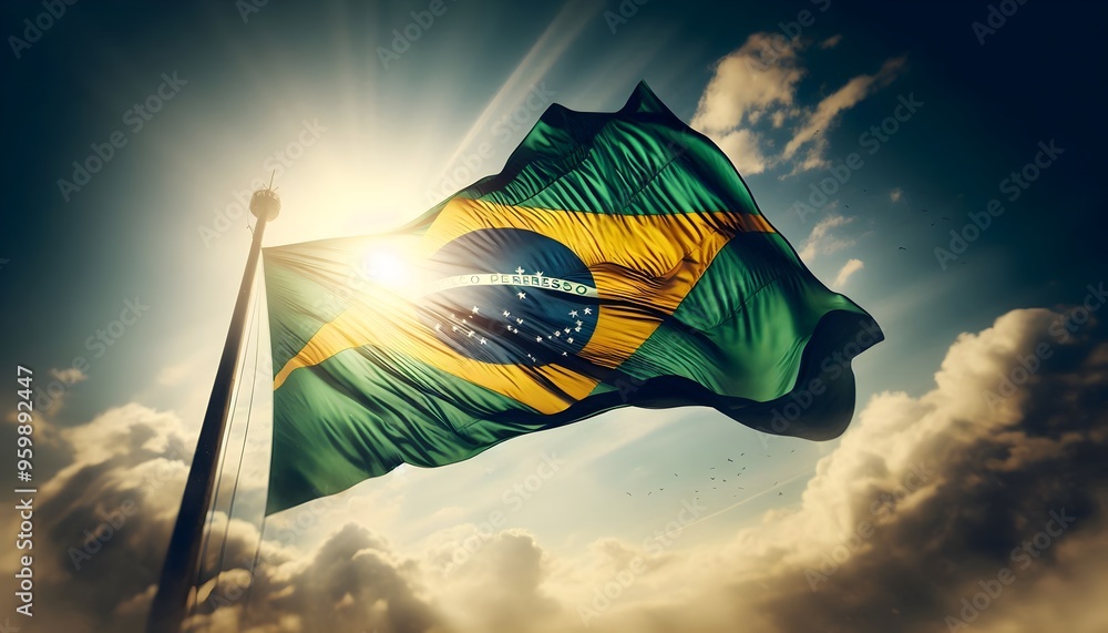 Epic Waving Brazil Flag in the Wind - Dynamic and Powerful Display ...