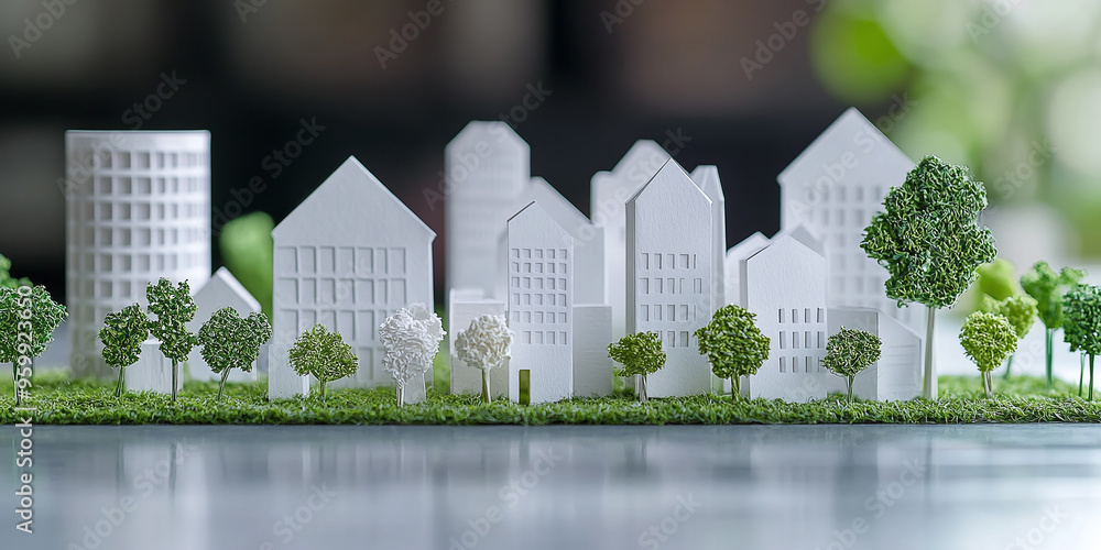 Conceptual model of a sustainable green city with eco-friendly white ...