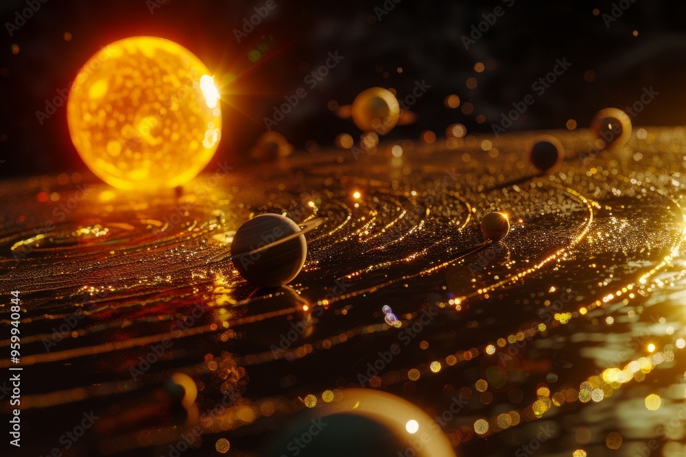 Witness the captivating solar system model where planets revolve around ...