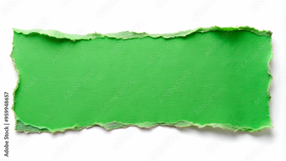 Torn green paper with a crumpled texture and irregular edges, isolated ...