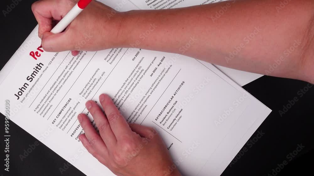 Fake mock CV (curriculum vitae) resume for John Smith, selected by HR ...