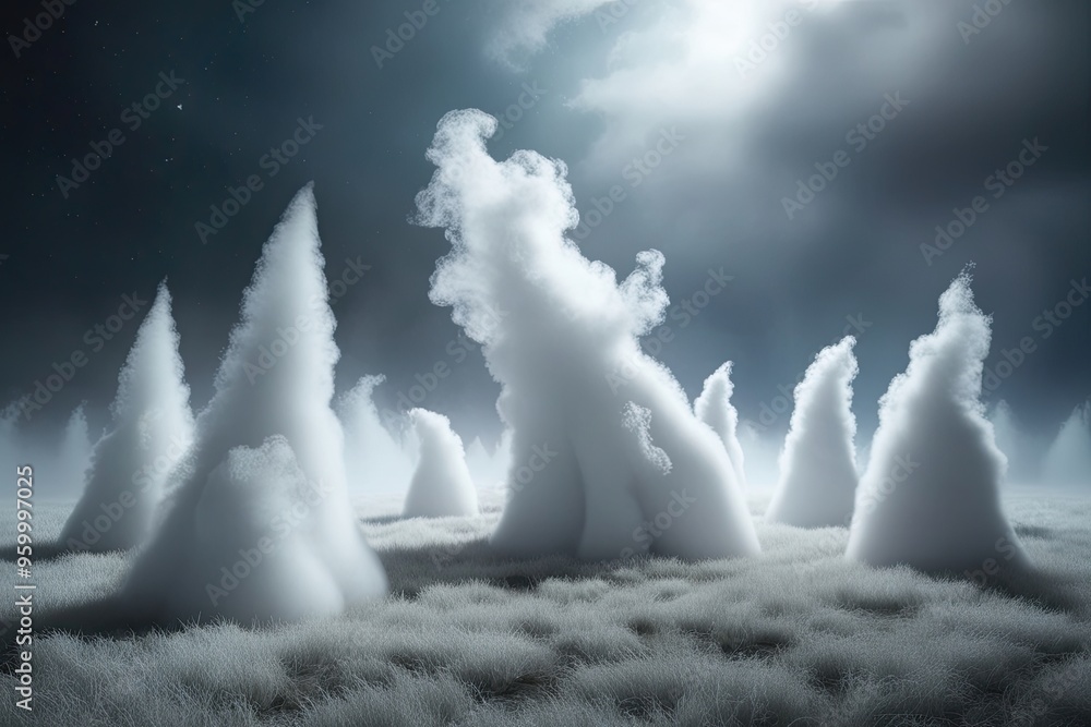 Stunning 3D Visualization of Enigmatic White Fog Forms and Captivating ...