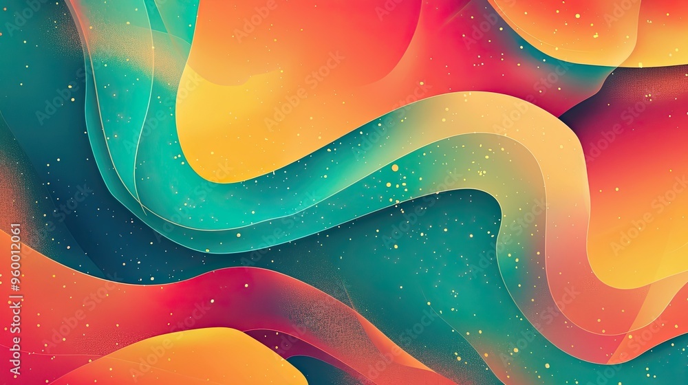 Retro gradient wallpaper blending coral teal and yellow hues with ...