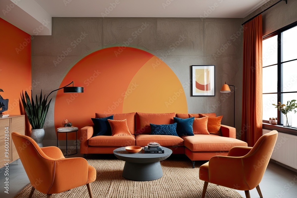 2024 Trend Radiant Sunset Orange Interior Color Scheme with Microcement ...