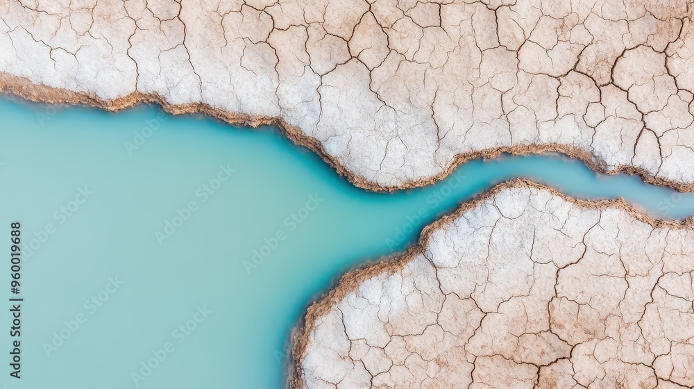 A visually compelling aerial image revealing a cracked landmass ...