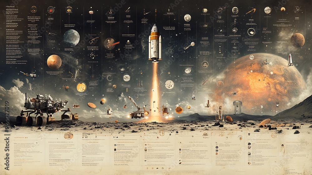 Chronological infographic showing major milestones in space exploration ...