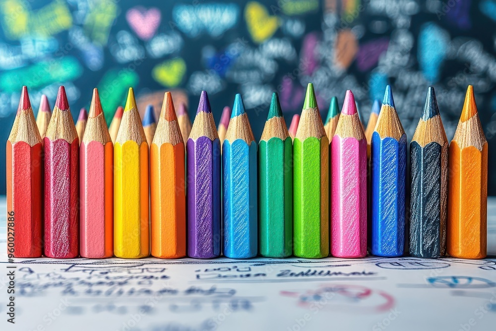 whimsical backtoschool scene with colorful pencil drawings coming to ...