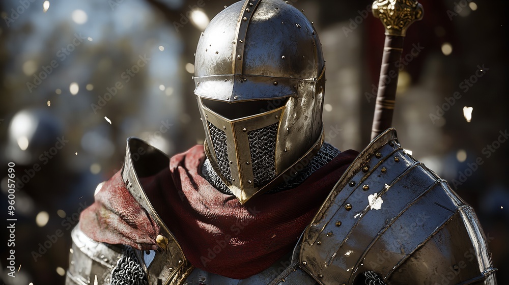 Sci-fi gladiator in advanced armor in a high-tech arena Stock ...