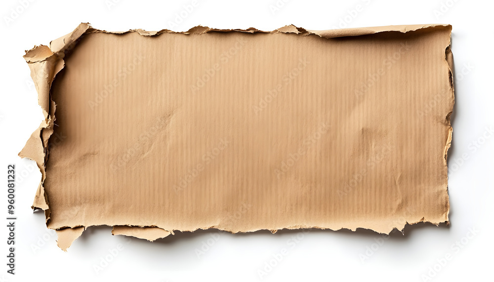 square piece of paper with torn edges isolated on white background ...