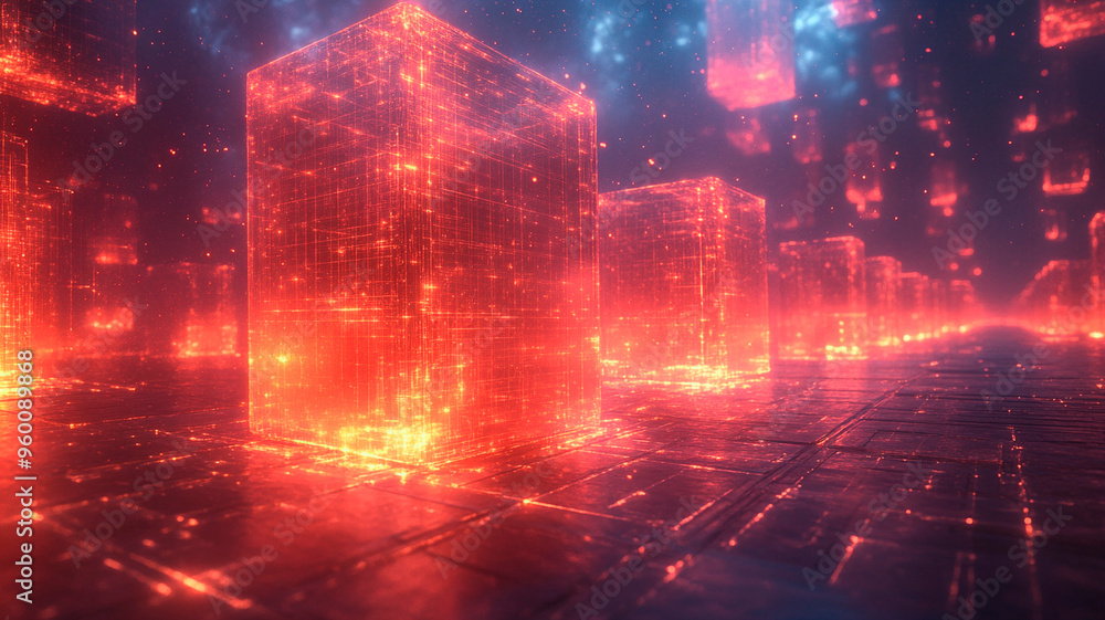 Múltiples capas de rejillas transparentes y brillantes apiladas unas ...