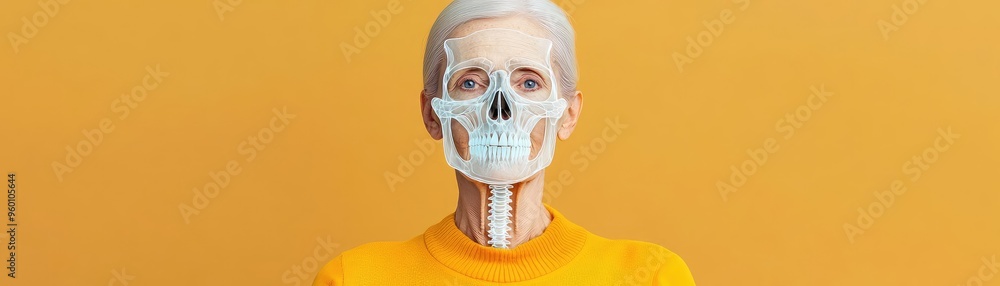 Elderly person with a translucent view of their bone structure ...