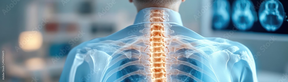 Detailed skeletal scan showing osteoporosis diagnosis, focus on bone ...