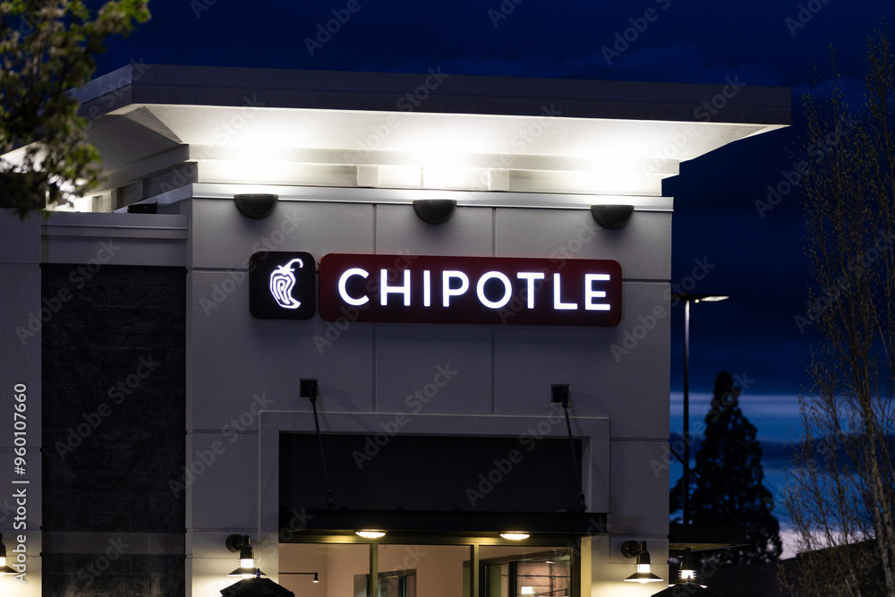 Beaverton, OR, USA - April 2, 2024 - Chipotle Mexican fast food chain ...
