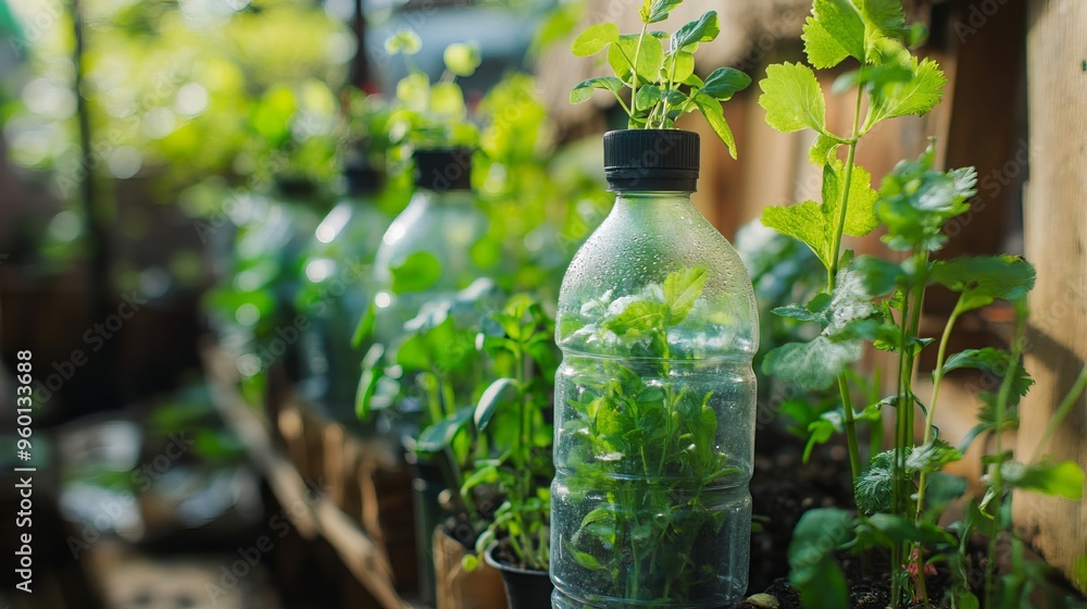 Repurposed plastic bottles become vibrant mini gardens, fostering lush ...