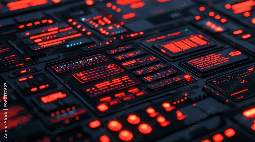 Dark mode website layout with glowing elements, trendy web design ...