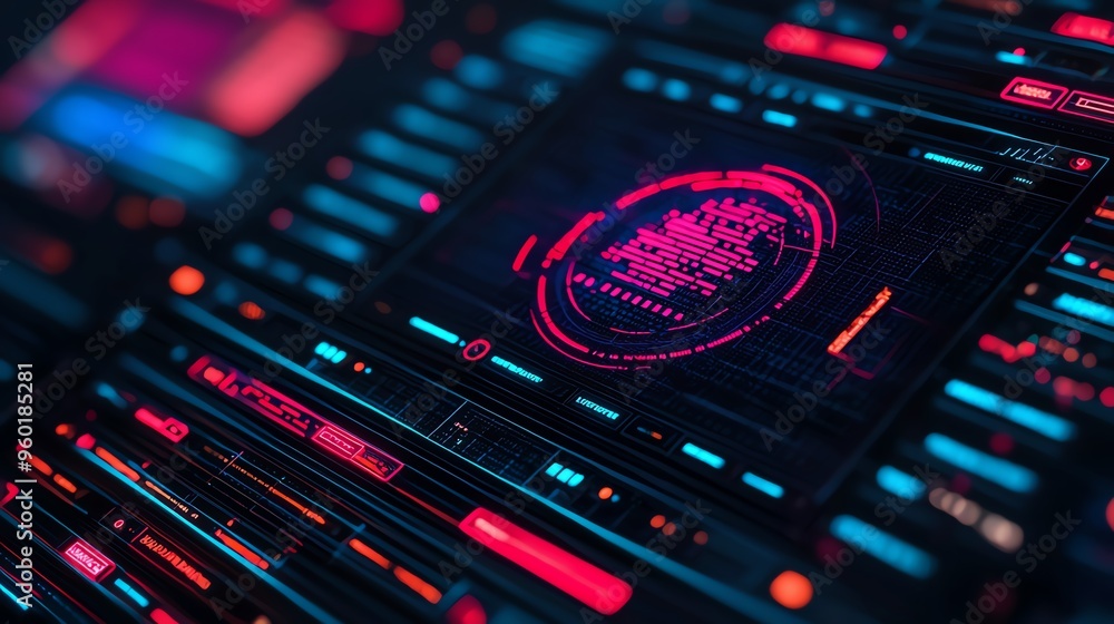 Dark mode website layout with glowing elements, trendy web design ...