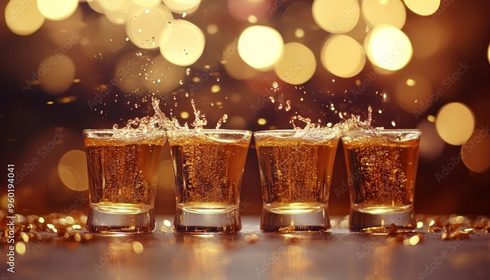 Celebratory Tequila Toast: Golden Liquid Splashing as Crystal Shot ...